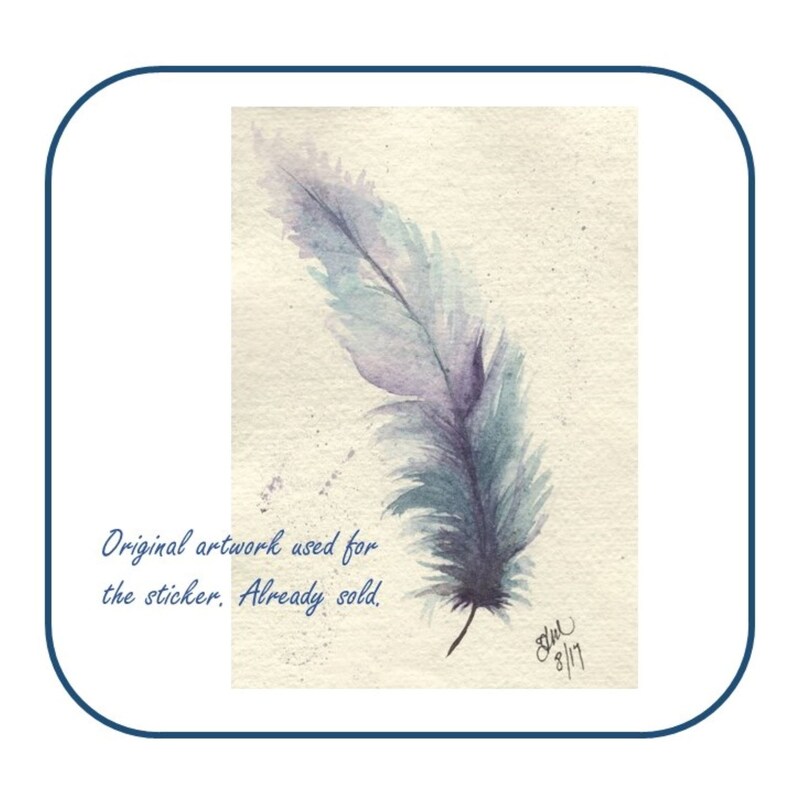 Watercolor Feather Sticker - High Quality Vinyl - Waterproof Sticker ...