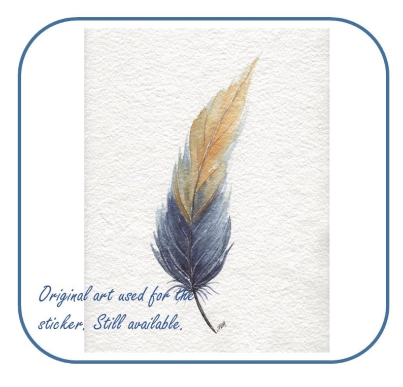 Feather Sticker - Waterproof Sticker - Premium Vinyl Sticker - Indigo ...