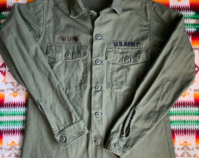 Vintage Army Utility Shirt Jacket OG 107 Vietnam Era Cotton Sateen - Etsy