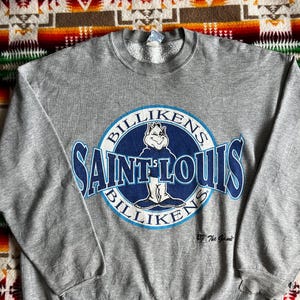Vintage 90s Saint Louis University Sweatshirt Made in USA Billikens X ...