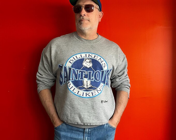 Vintage 90s Saint Louis University Sweatshirt Made in USA Billikens X ...