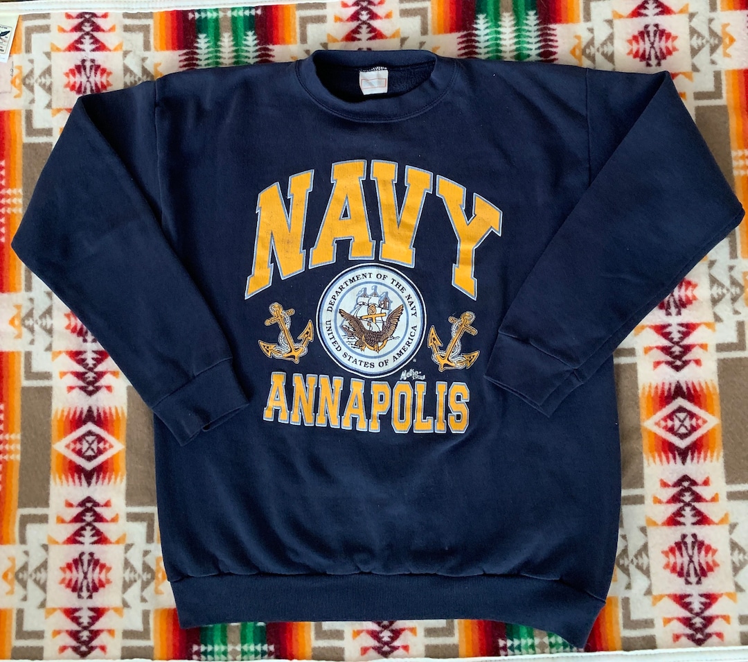 Vintage US Navy Sweatshirt Made in USA Annapolis USN - Etsy