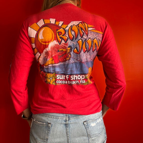 Vintage 80s thrashed Ron Jon Surf shop long sleeve t … - Gem