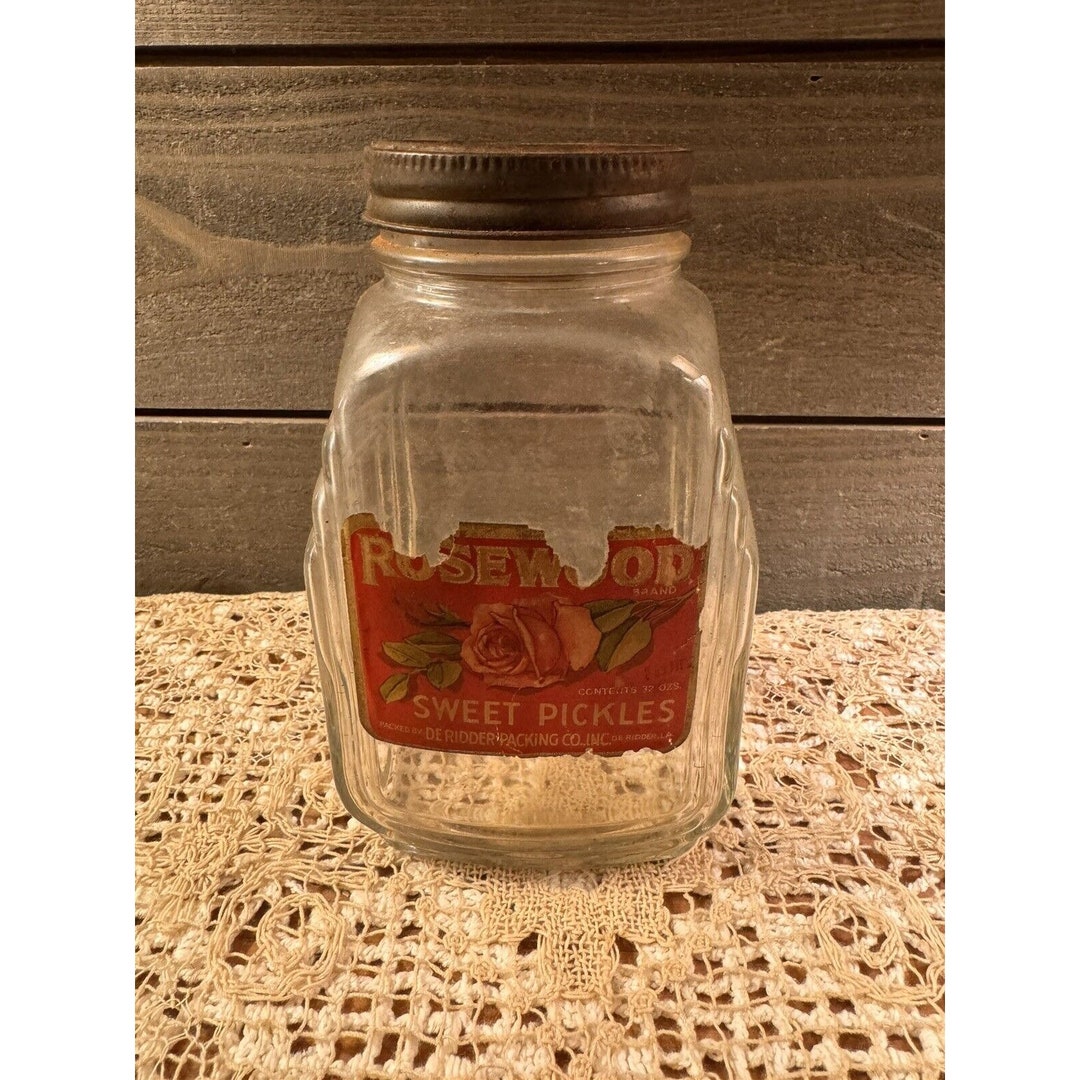 Antique Glass Pickle Jar “rosewood Sweet Pickles” 1930s/1940s - Etsy