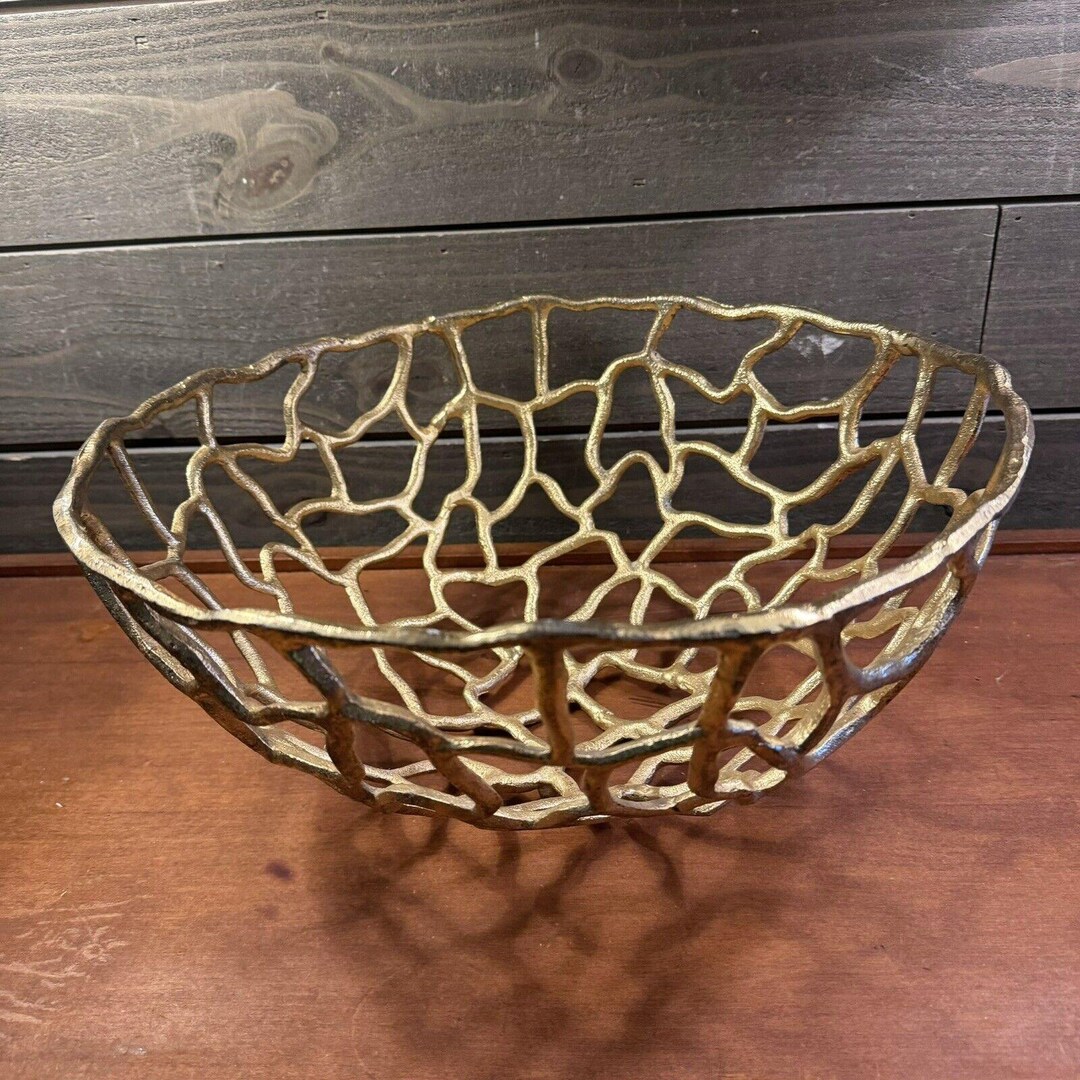 Large Gold Enigma Bowl Coral Bowl, Metal 15x7 - Etsy