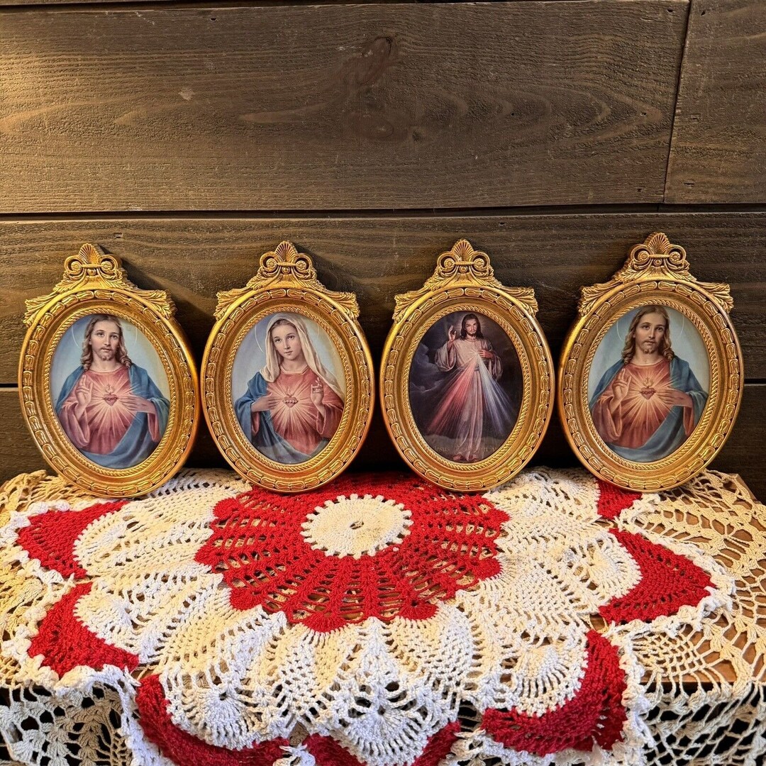 Gold Frames Religious Jesus Framed Prints Set of 4 - Etsy