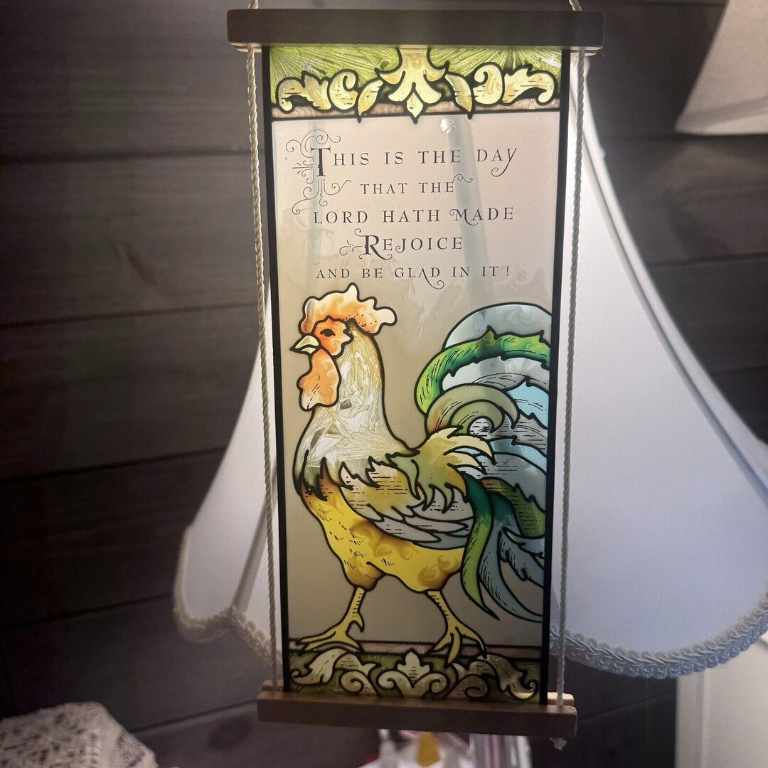 Vintage Rooster Religious Stained Glass Sun Catcher 10x5 - Etsy