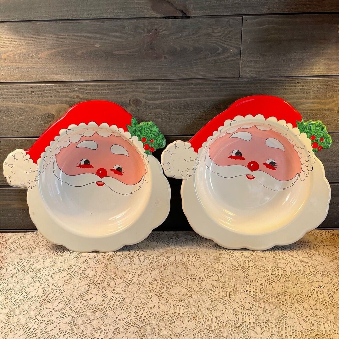 Vintage Santa Face Snack Chip Serving Bowls Set of 2 - Etsy