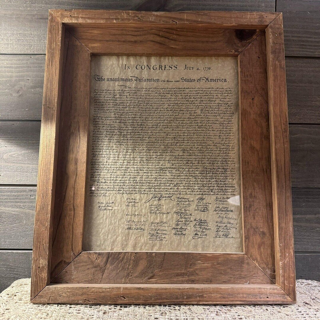 Vintage Declaration of Independence Reproduction Rustic Frame 17x20.5 ...