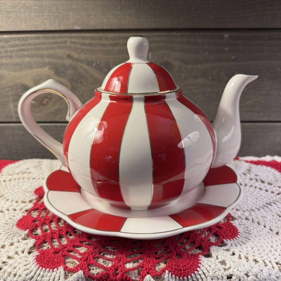 Graces Teaware Peppermint Teapot With Plate New - Etsy