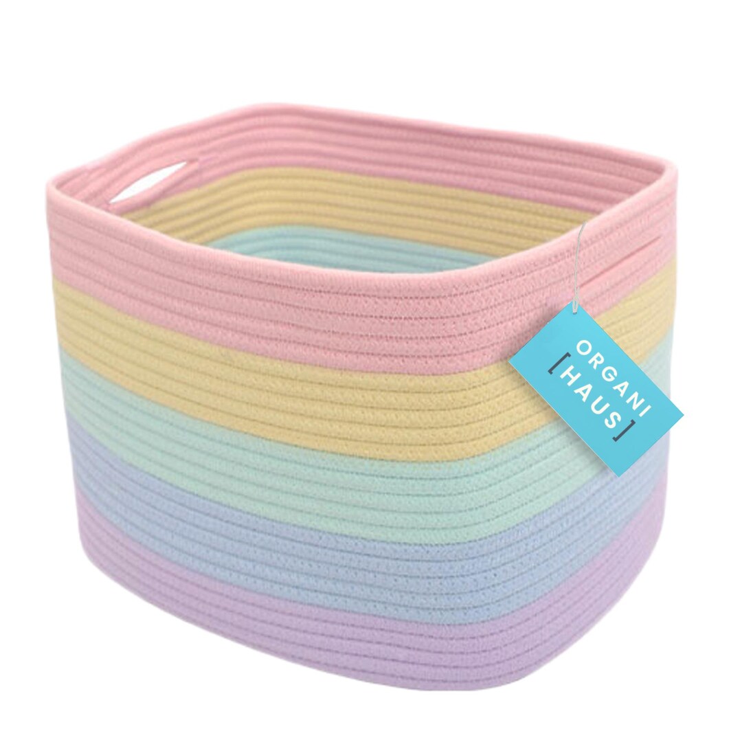 Organihaus Rope Rainbow Storage Baskets for Shelves Rainbow Baskets for ...