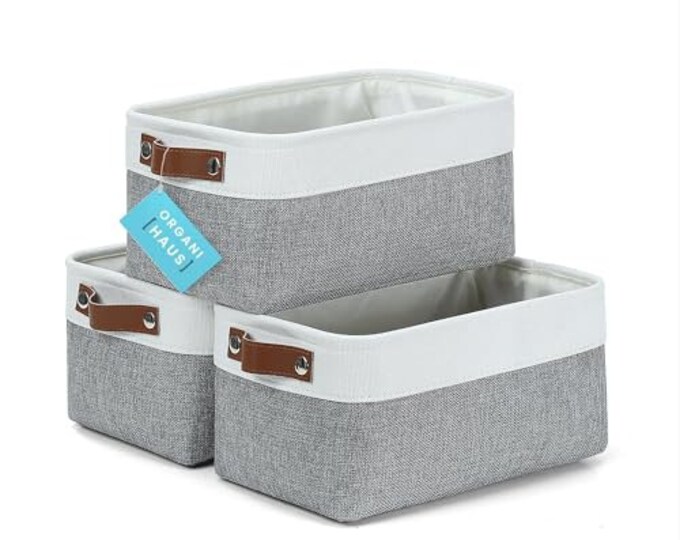 Organihaus Fabric Storage Baskets for Shelves 3 Pack Small Closet Bins ...