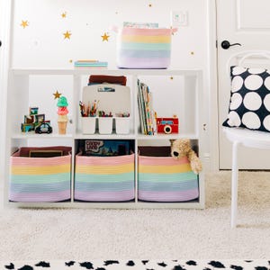 Organihaus Rope Rainbow Storage Baskets for Shelves Rainbow Baskets for ...