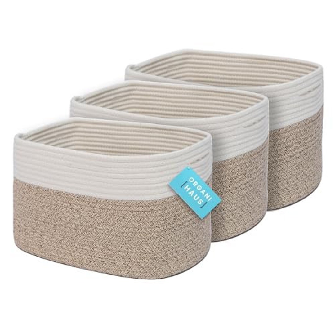 Organihaus Storage Baskets for Shelves Set of 3 Storage Closet Baskets ...