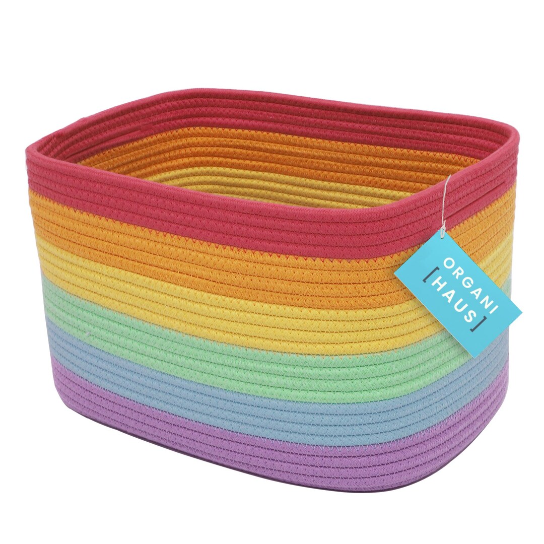 Organihaus Rope Rainbow Storage Baskets for Shelves | Rainbow Baskets ...