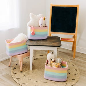 Organihaus Rope Rainbow Storage Baskets for Shelves Rainbow Baskets for ...