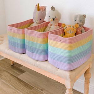 Organihaus Rope Rainbow Storage Baskets for Shelves Rainbow Baskets for ...