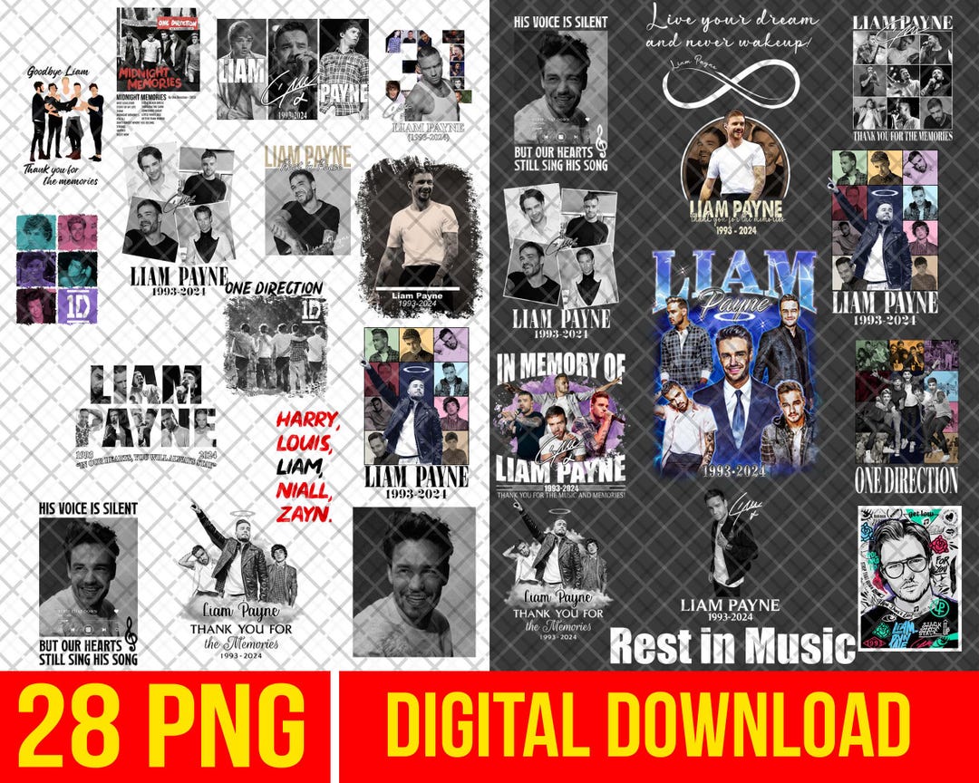 Liam Payne Bundle PNG Files for Sublimation, RIP Liam Payne 2024 PNG ...