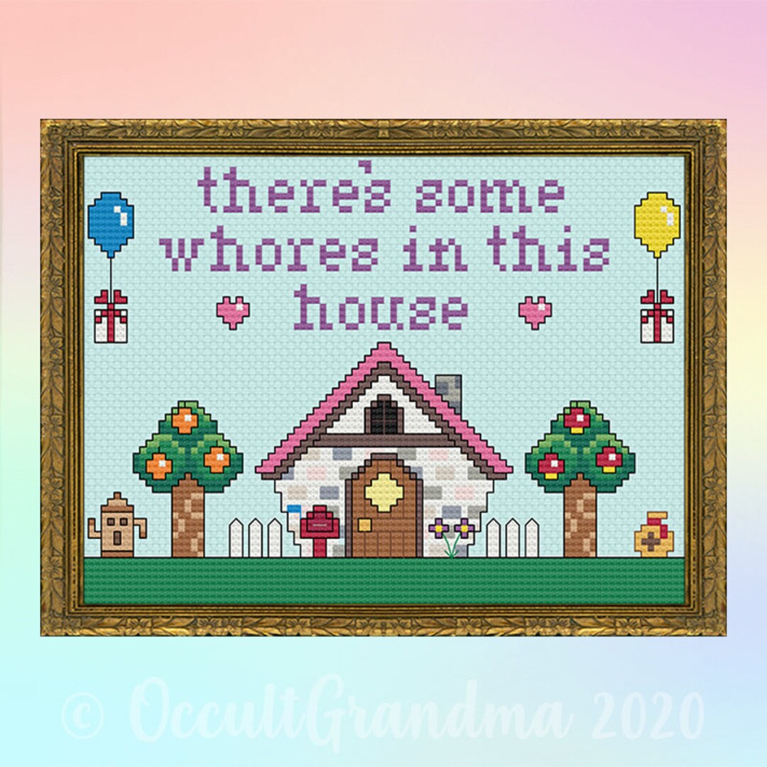 WAP in This House Animal Video Game Cross Stitch Pattern - DIGITAL ...