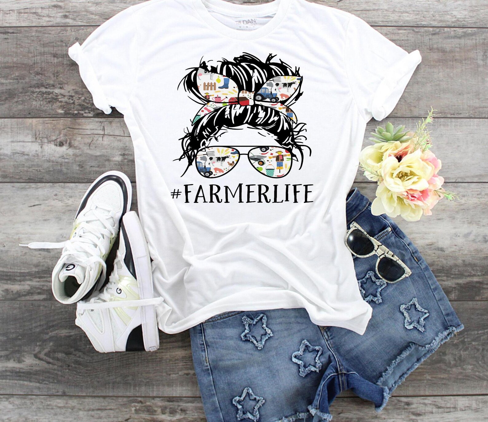 Farmerlife Sublimation Transfer: Farm Girl With Sunglasses, Ready to ...