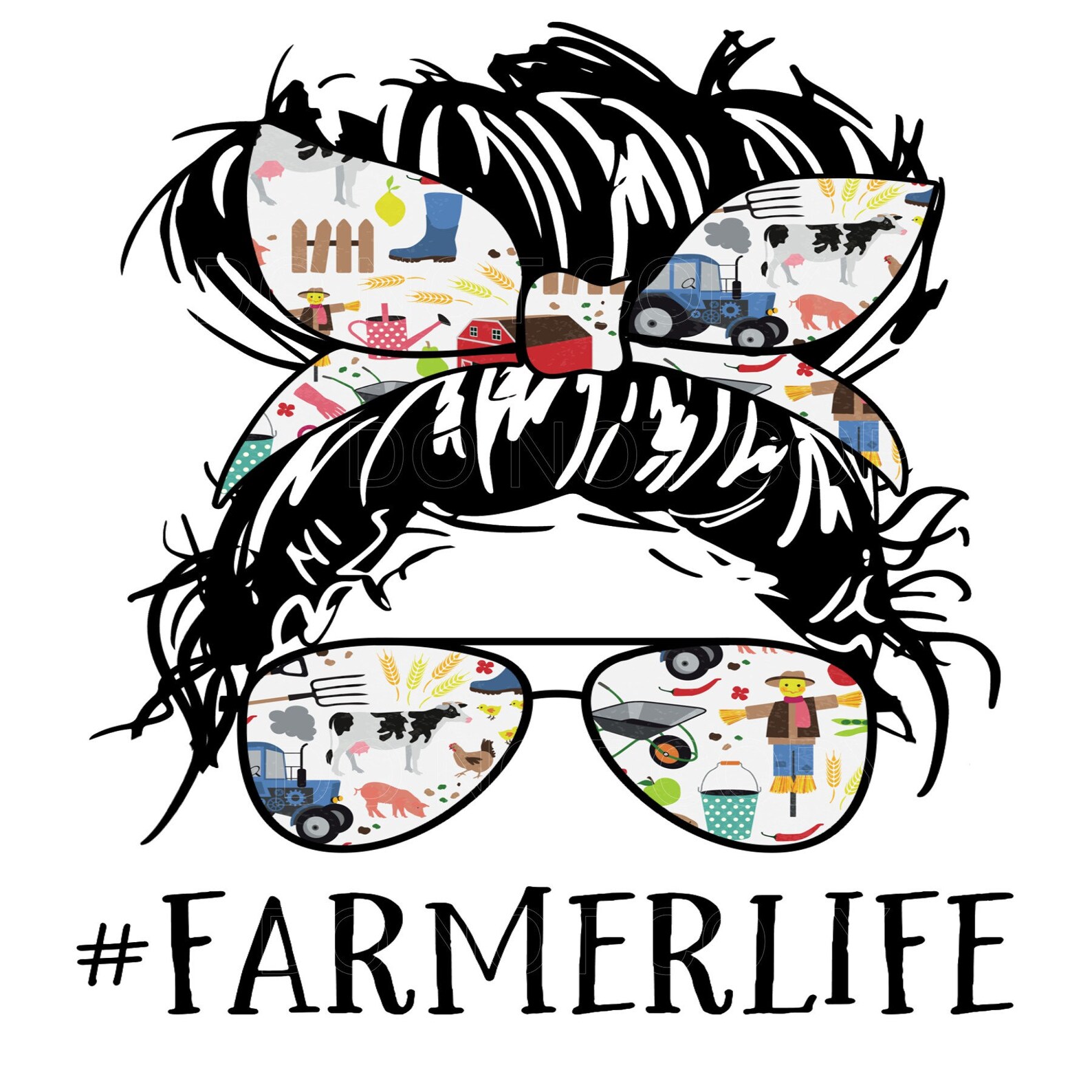 Farmerlife Sublimation Transfer: Farm Girl With Sunglasses, Ready to ...
