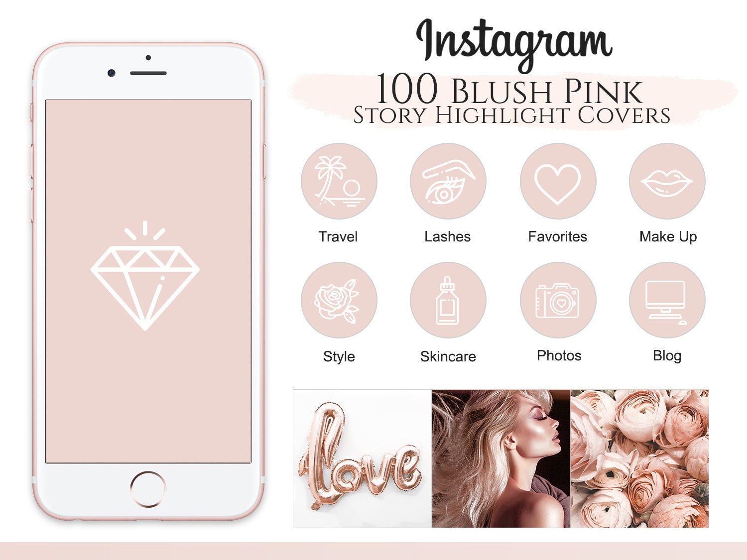 Instagram Highlight Covers Blush Pink Glam Highlight Covers for ...