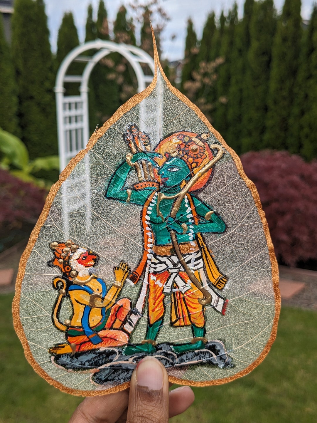 Sriram Hanuman Painting on Leaf Skeleton - Etsy