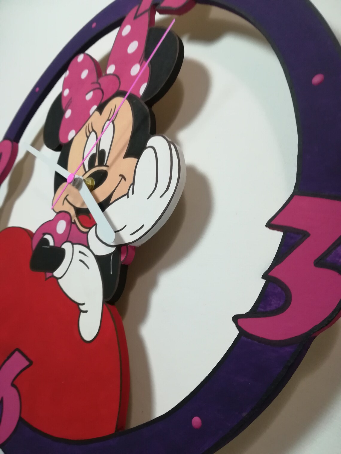 Minnie Mouse Cartoon Character Handmade Wooden Wall Clock - Etsy