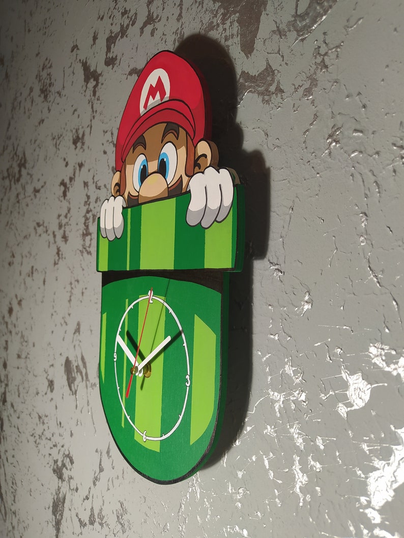 Super Mario, Cartoon Character, Handmade Wooden Wall Clock - Etsy