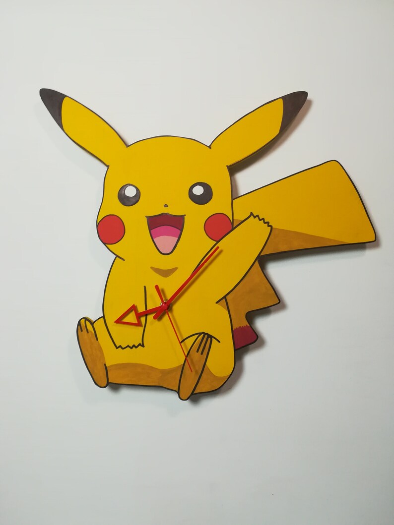 Pikachu From Pokemon, Cartoon Character, Handmade Wooden Wall Clock - Etsy