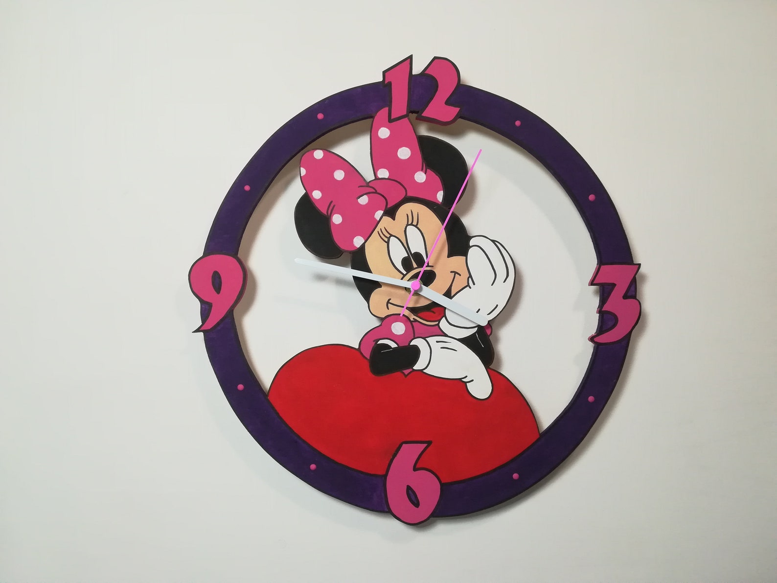 Minnie Mouse, Cartoon Character, Handmade Wooden Wall Clock - Etsy