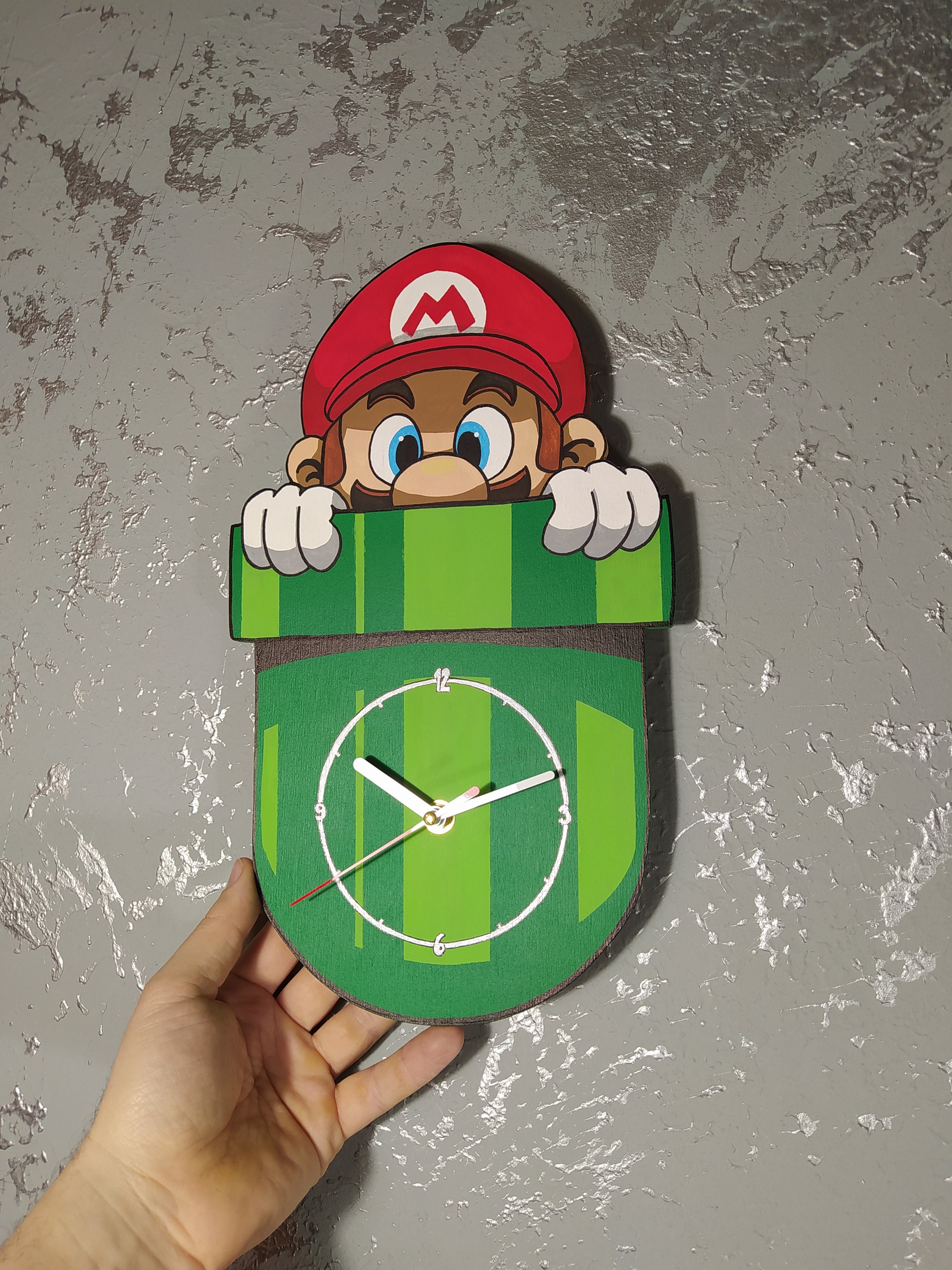 Super Mario, Cartoon Character, Handmade Wooden Wall Clock - Etsy