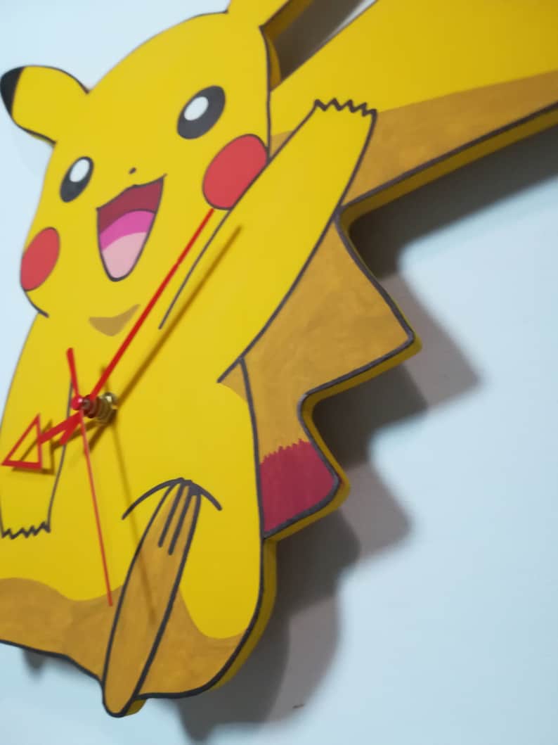 Pikachu From Pokemon, Cartoon Character, Handmade Wooden Wall Clock - Etsy