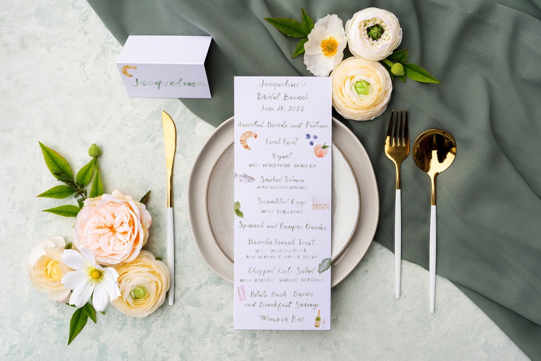 Custom Menus With Calligraphy and Watercolor Illustrations - Etsy