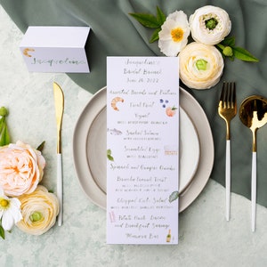 Custom Menus With Calligraphy and Watercolor Illustrations - Etsy