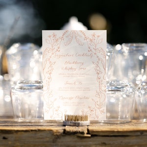 Custom Cocktail Menu With Calligraphy and Watercolor Illustrations - Etsy
