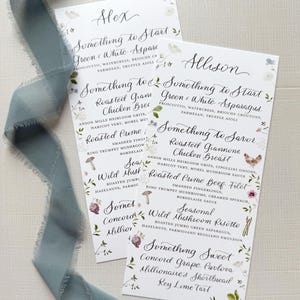 Custom Menus With Calligraphy and Watercolor Illustrations - Etsy