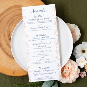 Custom Menus With Calligraphy and Watercolor Illustrations - Etsy