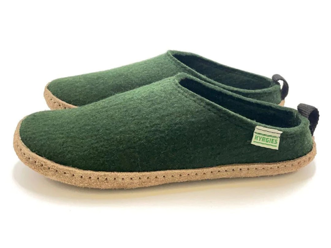 Women's Wool Slide Slippers Pine Green - Etsy