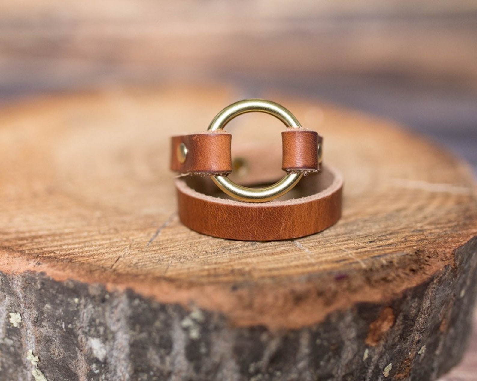 Leather Double Wrap Cuff Bracelets With Solid Brass Ring Snap - Etsy