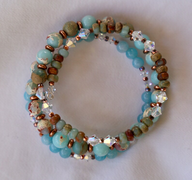 BEST SELLER African Blue Opal, Aquamarine, Copper, Swarovksi Crystals ...