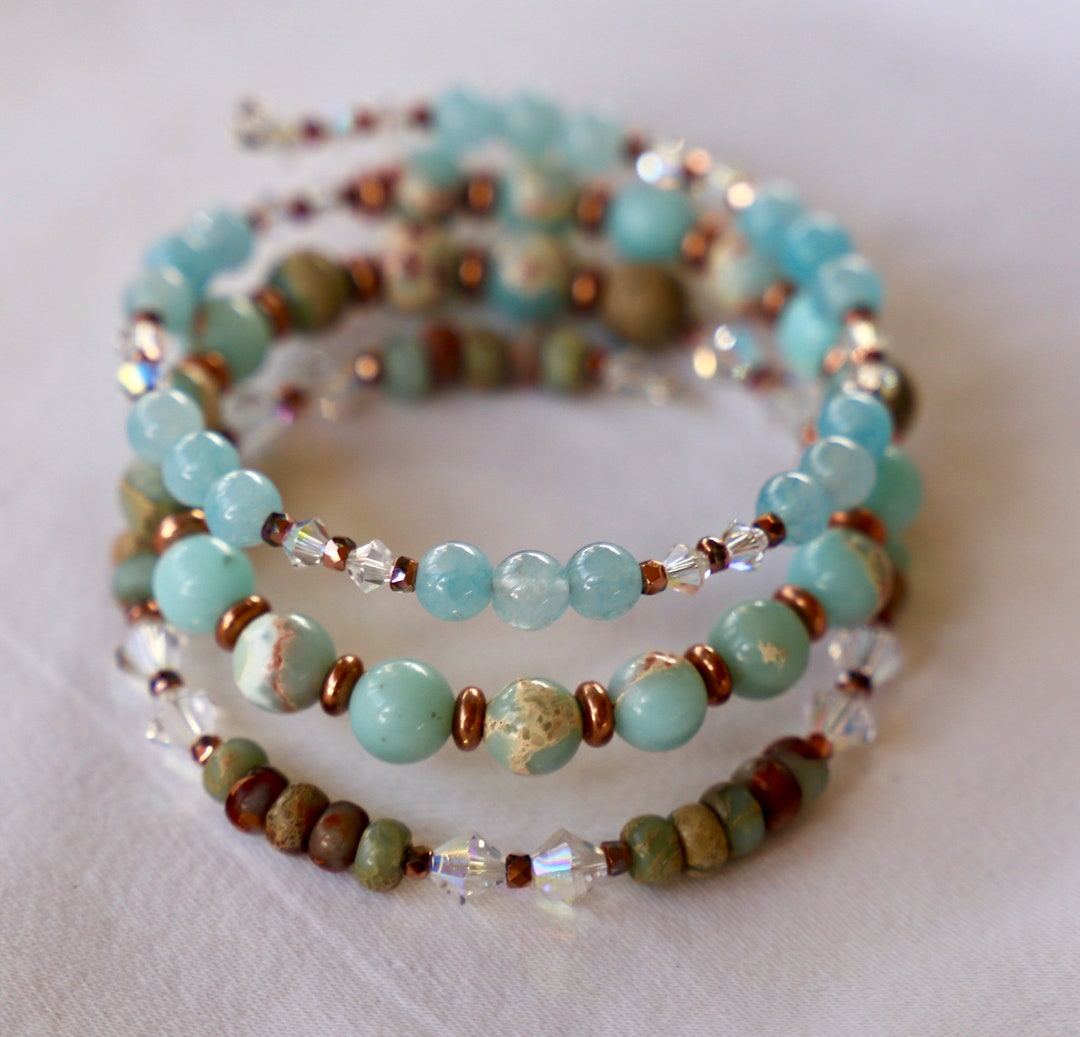 BEST SELLER African Blue Opal, Aquamarine, Copper, Swarovksi Crystals ...