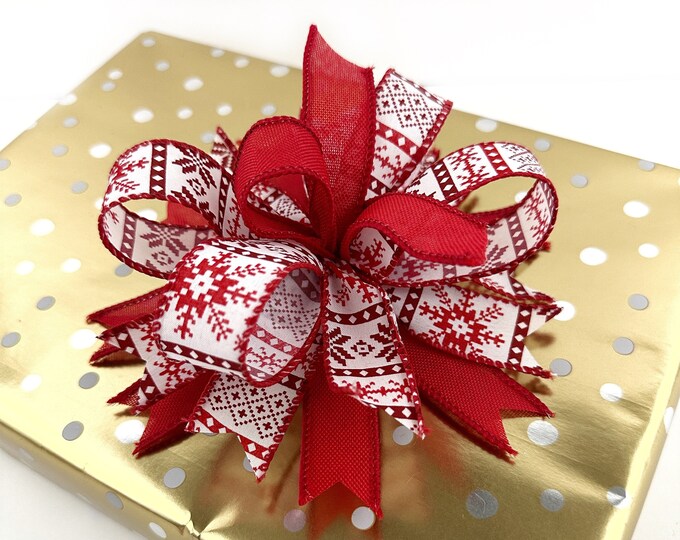 Red Gift Topper, Small Christmas Bow for Christmas Gift Wrapping, Gift ...