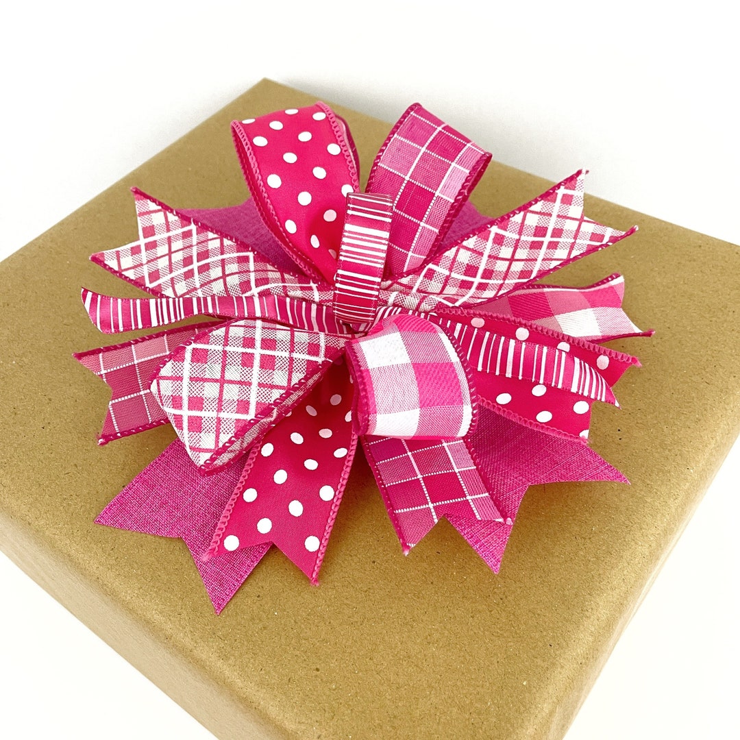 Hot Pink Bow for Gift Present and Gift Basket, • Gift Topper • Gift ...