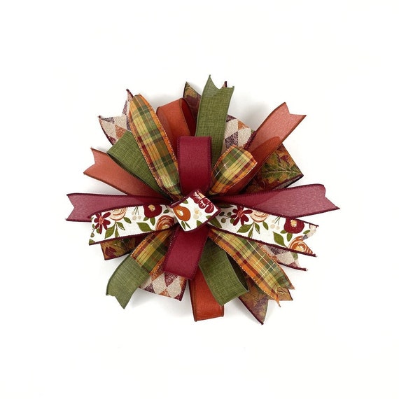 Ready Made Decorative Fall Wreath Bow Wired Ribbon Bow - Etsy