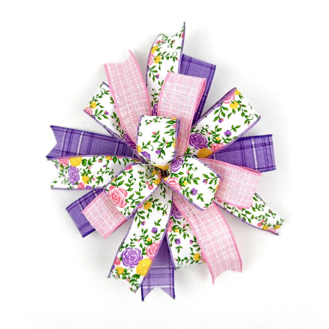 Pre-made Purple Floral Bow for Wreaths or Lanterns or Signs or ...