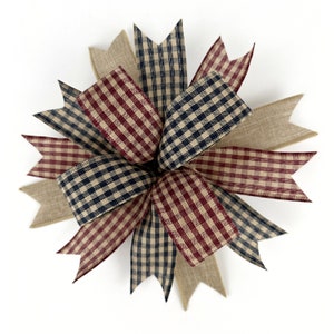 Rustic Red and Blue Gingham Bow for Signs or Gifts or Small Wreaths and ...