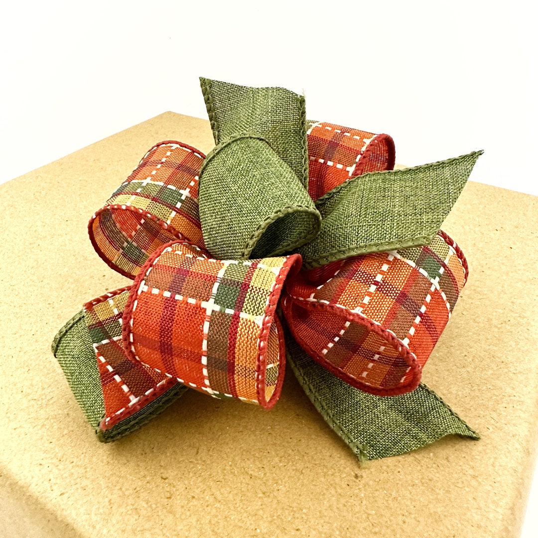 Fall Plaid Bow for Present and Gift Topper • 6" or 8" Gift Bow for ...