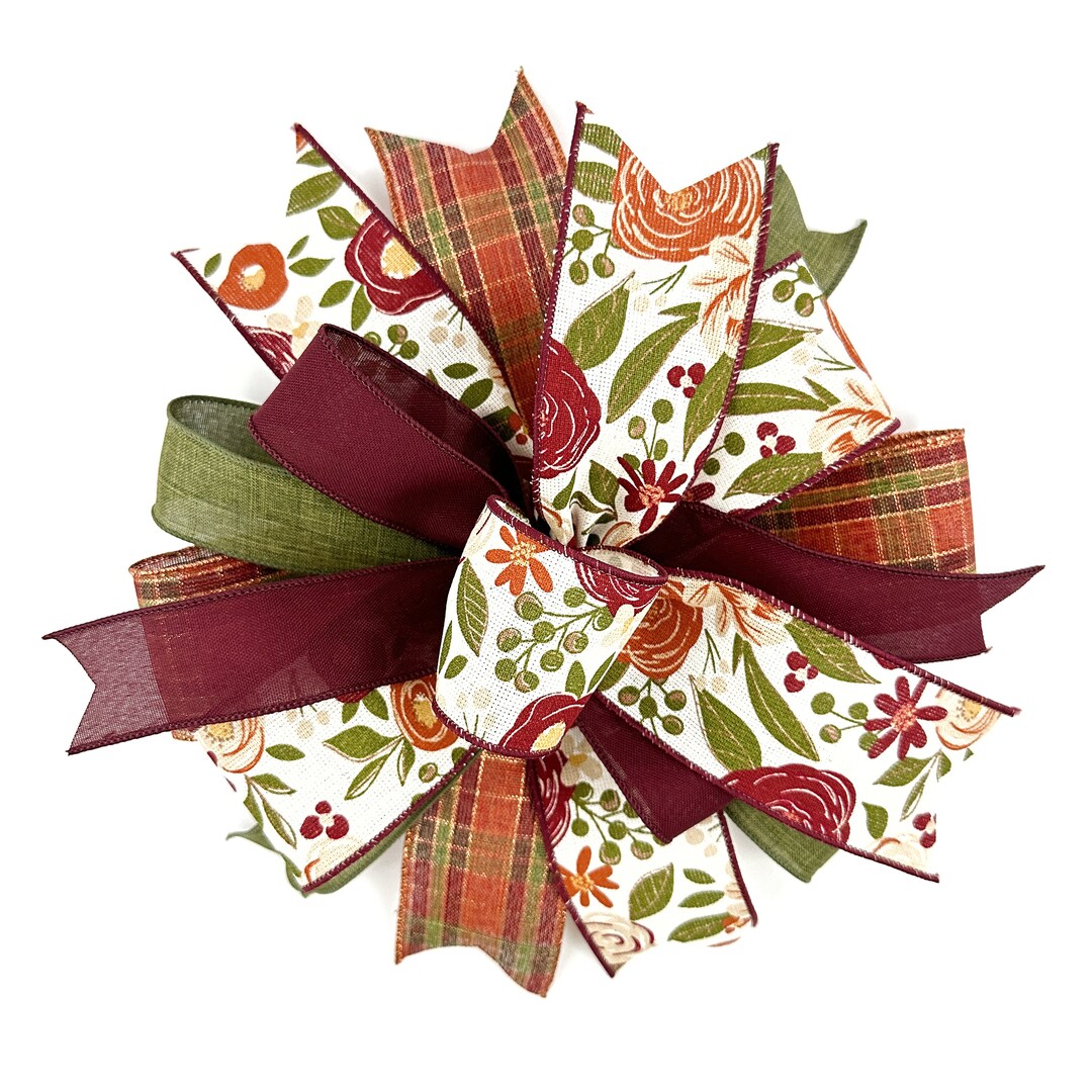Pre-made Fall Wreath or Lantern Bow • Fall Outdoor Bow • Fall Bow for ...