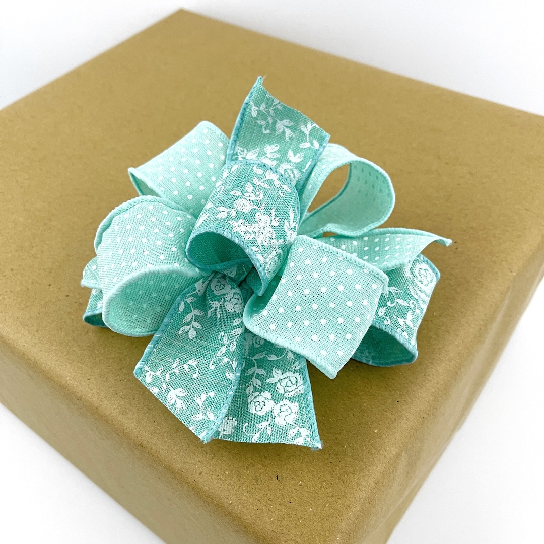 6" or 8" Mint Green Gift Bow for Gift Baskets or Small Wreaths or ...